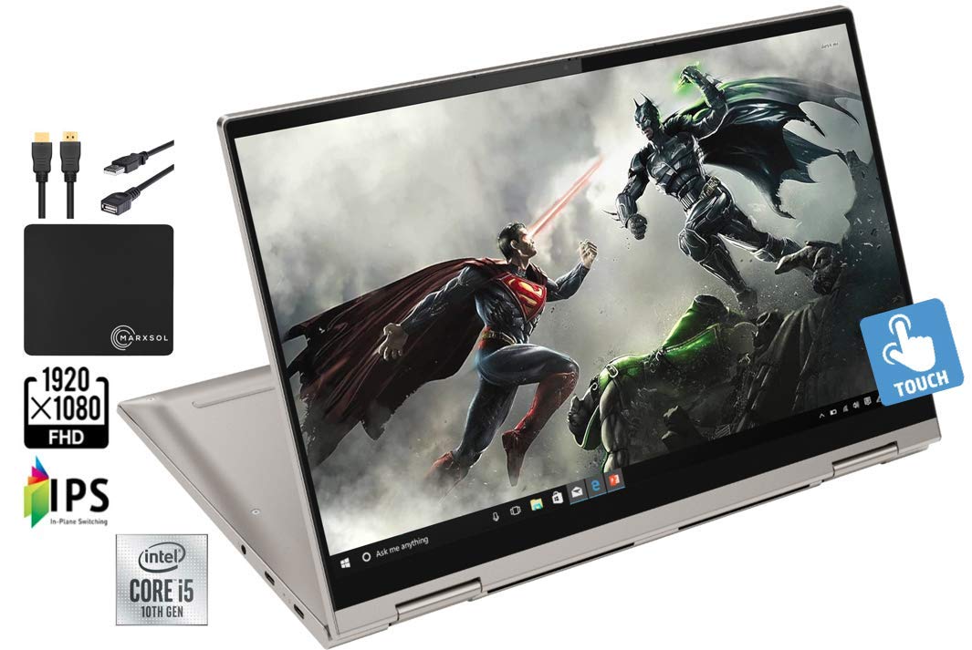 Lenovo 2020 Flagship Yoga C740 2-in-1 14" FHD 1080p Touchscreen Laptop, Intel Core i5-10210U Quad Core up to 4.2GHz, 8GB DDR4 RAM, 256GB PCIe SSD, Backlit Keyboard, WiFi, Windows 10, w/Marxsol Cables