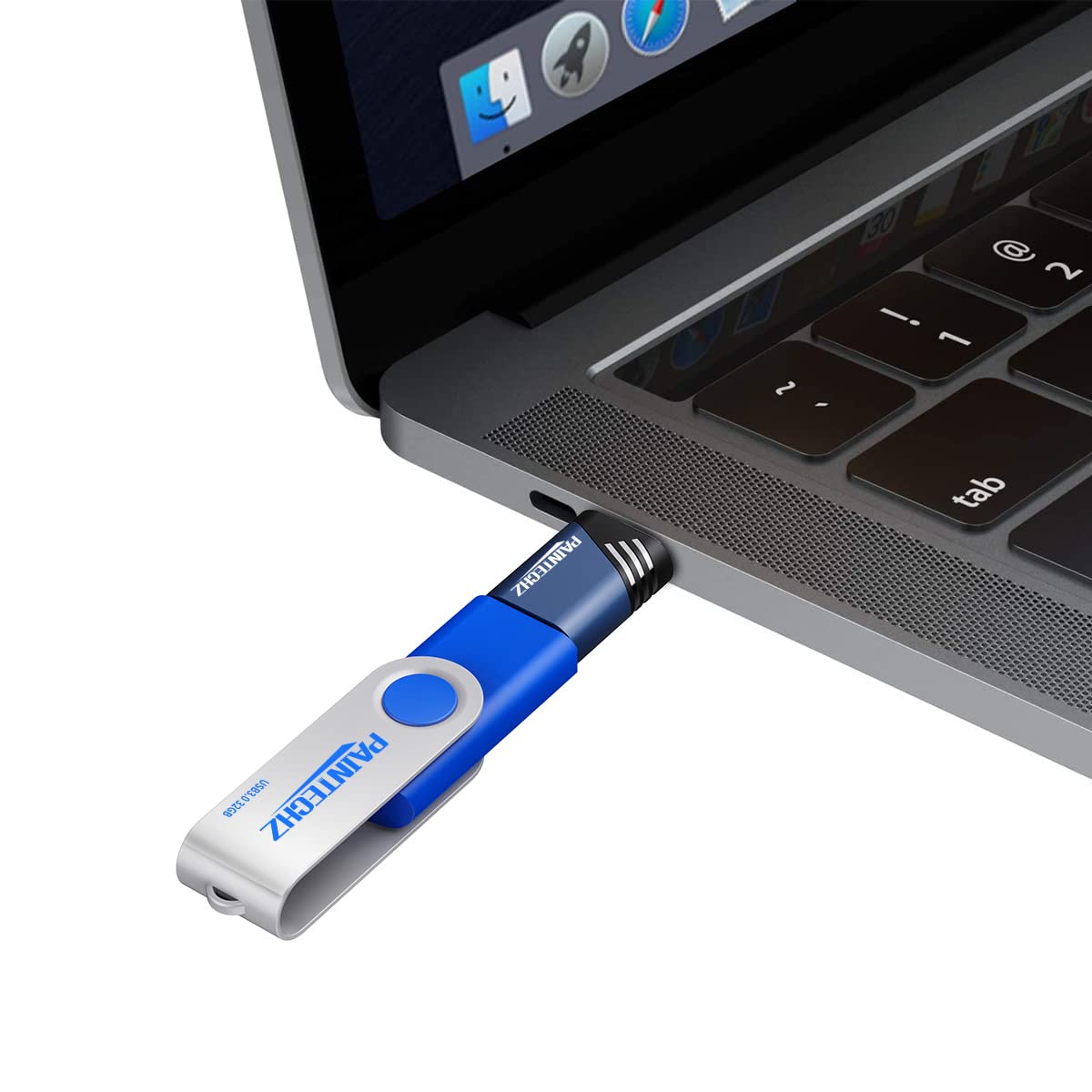 Paintechz 32GB USB 3.0 Flash Drive 3 Pack, Thumb Drive, Memory Stick with USB3.0 Type C Adapter Bundle - Red, Blue, Black
