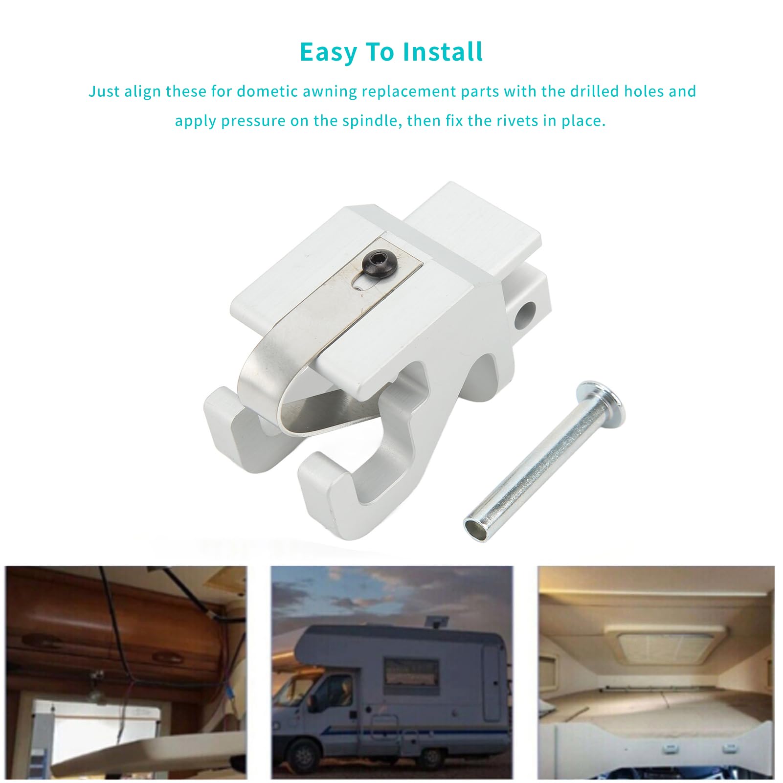 Gugxiom Awning Lower Rafter Claw, Satin Aluminium Awning Replacement Lower Rafter Claw, RV Rafter Claw For Dometic II Awning