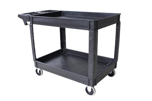 MaxWorks 80858 500-lb Utility Service PP Cart with Two Trays and Wheels 46 inch x 25.5 inch x 33.5 inch Overall Dimensions