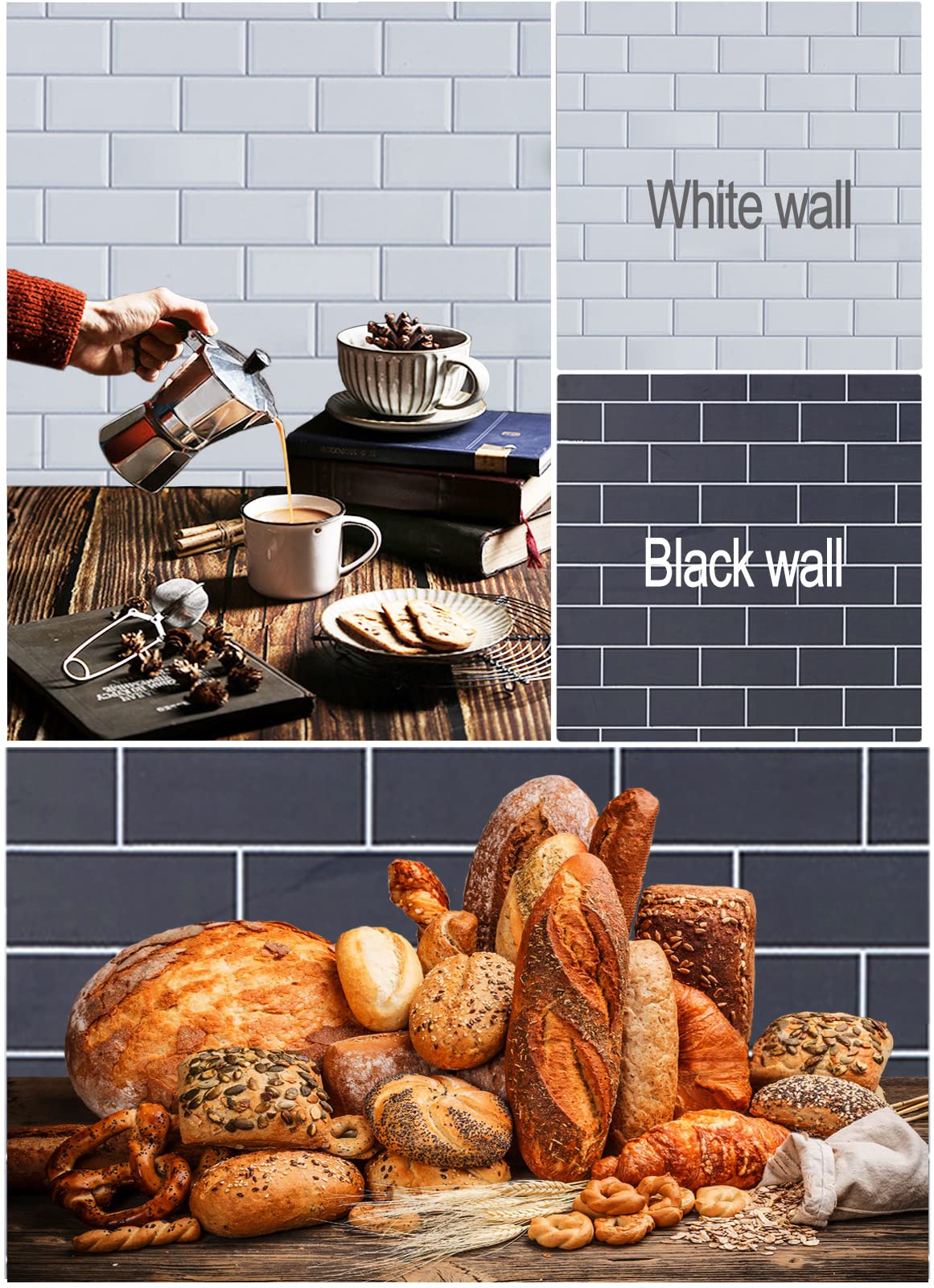 iProtech 5PCS 10Patterns Double Sided Photography Background Boards with 4 brakets, Waterproof Reusable 16x16in Cement/Marble/Wood/Brick Texture Photo Backdrop Props for Food Jewelry Cosmetics