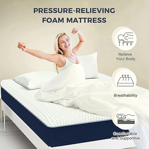 SILKIR 6 Inch Full Size Mattress, Cooling Gel Memory Foam Mattress for Pressure Relieving, Mattress in a Box, CertiPUR-US Certified, Fiberglass-Free Blue