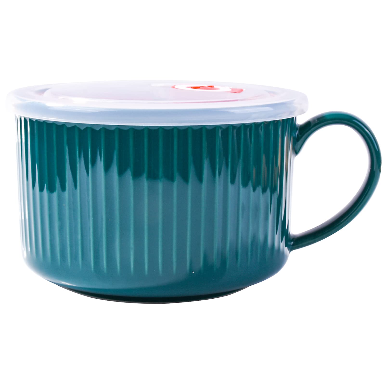LMRLCS Microwavable Soup Bowl with Handle and Lid, 30.4 OZ Cereal Bowls for Oat Instant Noodles, Snacks (Green)