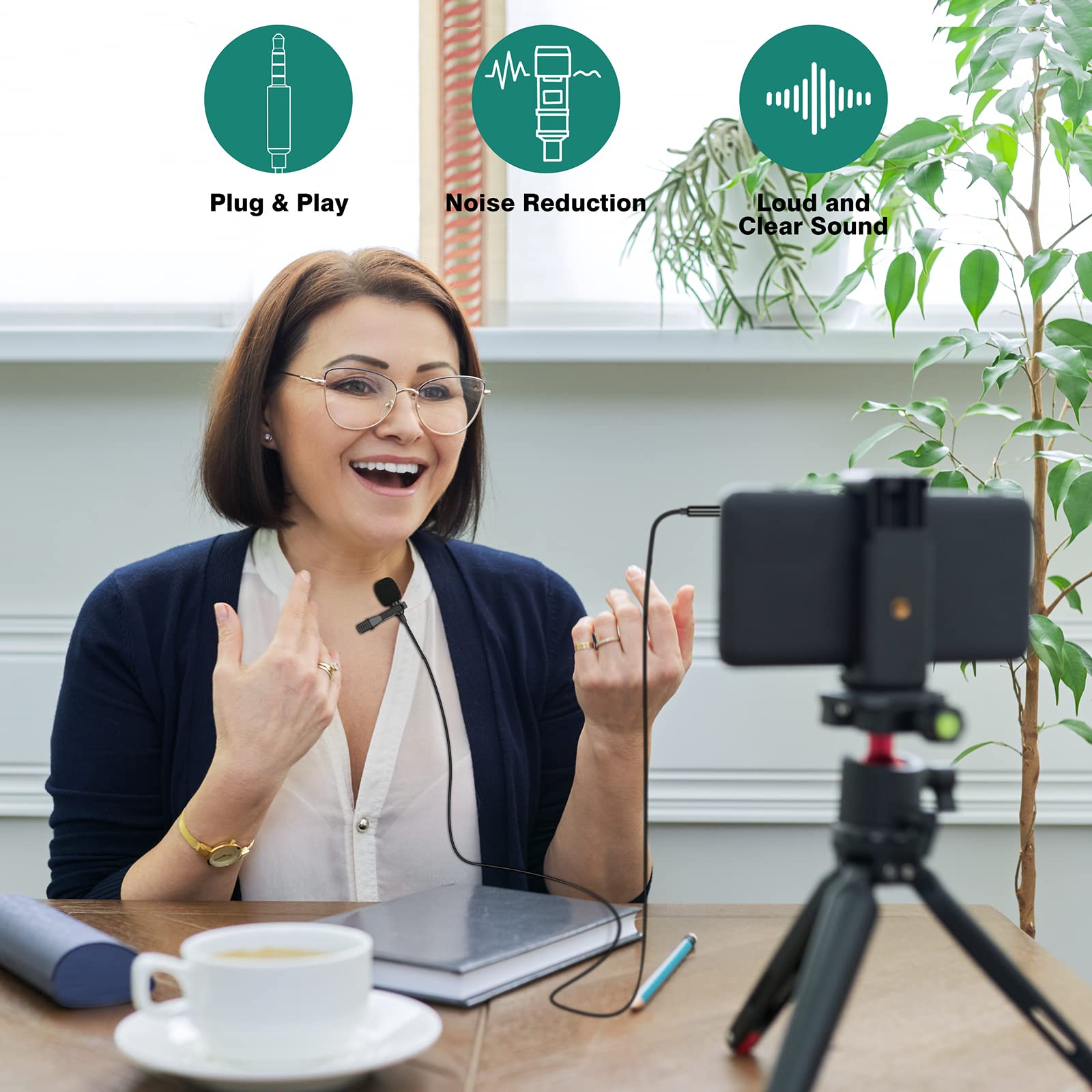 Kedok Professional Lavalier Lapel Microphone Omnidirectional Condenser Mic for iPhone iPad iPod Android Smartphone Laptop PC,Recording YouTube Interview Video Tiktok