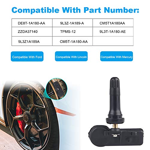 JDMON 4Pcs Pre-Programmed TPMS Tire Pressure Monitoring Systems Sensor Replacement for Ford F-150 Lincoln Mercury Explorer Escape Replaces OE# DE8T-1A180-AA,9L3Z-1A189-A, 9L3Z1A189A