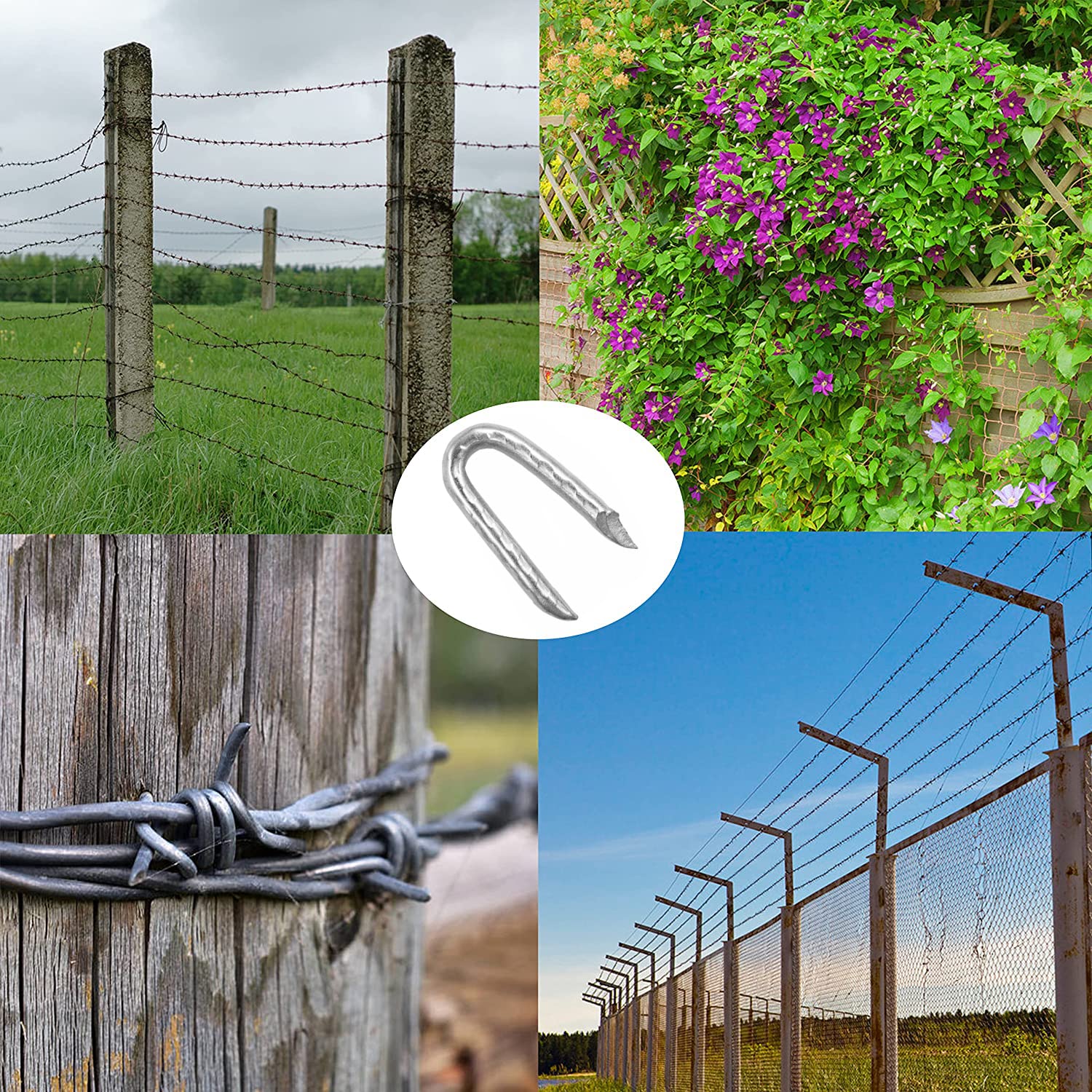 OMOTOOL Steel Wire Fencing Staples (70 pcs), 3.6 * 30mm-Heavy Duty Galvanized U-shaped fasteners Nails for Wire Mesh and Woven Fencing