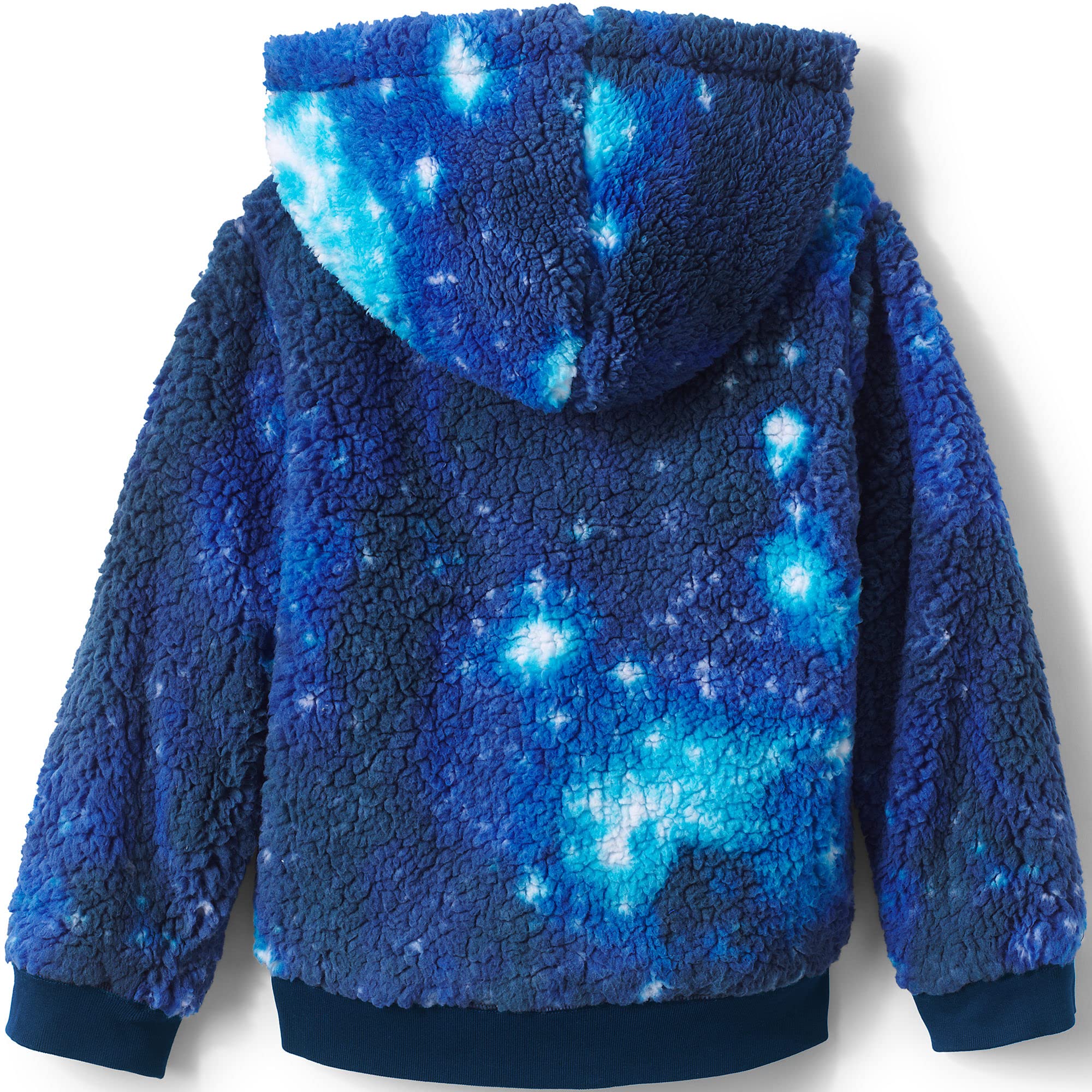 Lands' End Pattern Sherpa Lined Hoodie Blue Galaxy Space Kids Husky XX-Large