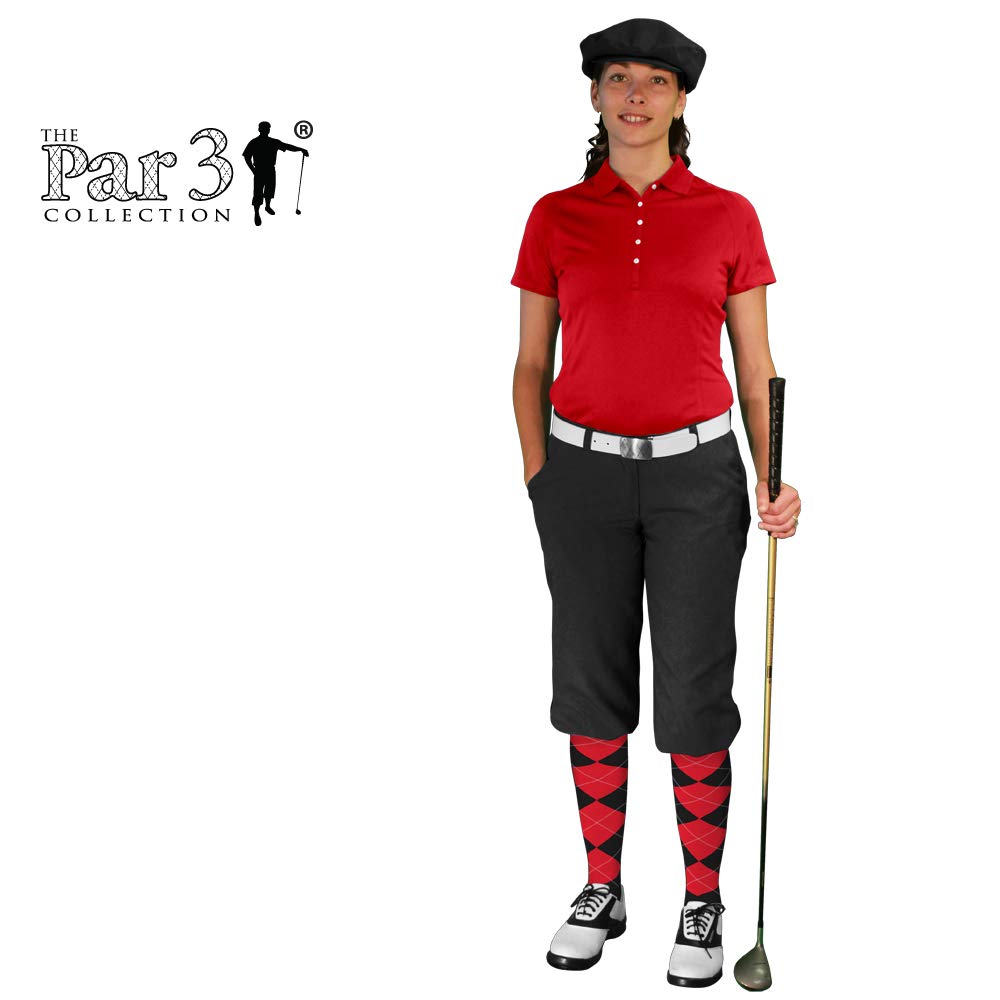 Golf Knickers Black Womens 'Par 3' - Microfiber - Size 2