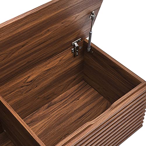 Modway Render 47" Wood Grain Storage Bench in Walnut