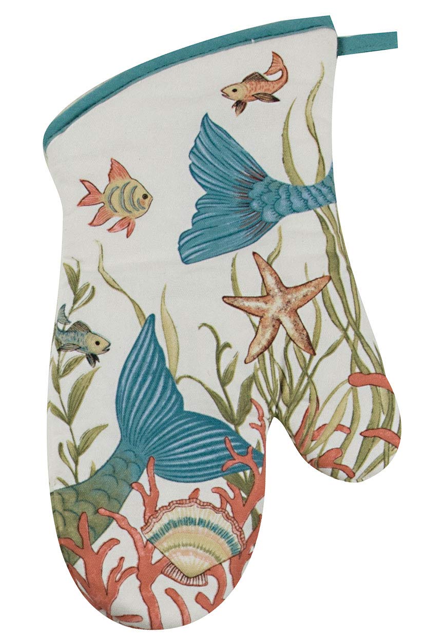 Kay Dee 4 Piece Kitchen Set - 2 Terry Towels, Oven Mitt, Potholder (Mermaid)