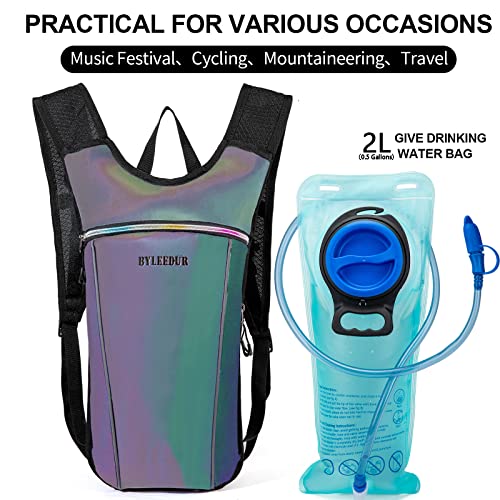 Hydration Backpack with 2L Water Bladder for Men & Women Suitable for Festivals, Raves, Hiking, Biking, Climbing, Running, Outdoors and More (Tin Grey)