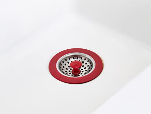 MSC International Black or Red Joie Kitchen Sink Stopper and Strainer Basket, Stainless Steel and Plastic