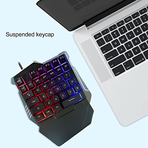 One Handed Gaming Keyboard, USB Mini Gaming Keyboard 35 Keys for Office