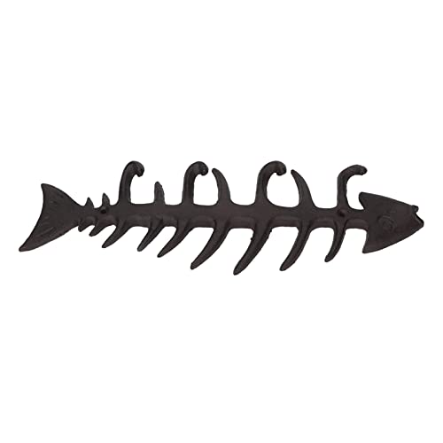 Stylish Fish Bones Towel Rack Hand Towel Holder Wall Mounted Silver Kitchen Bathroom Decorative Towel Rack Organizer 4 Hooks (7701O-3501)