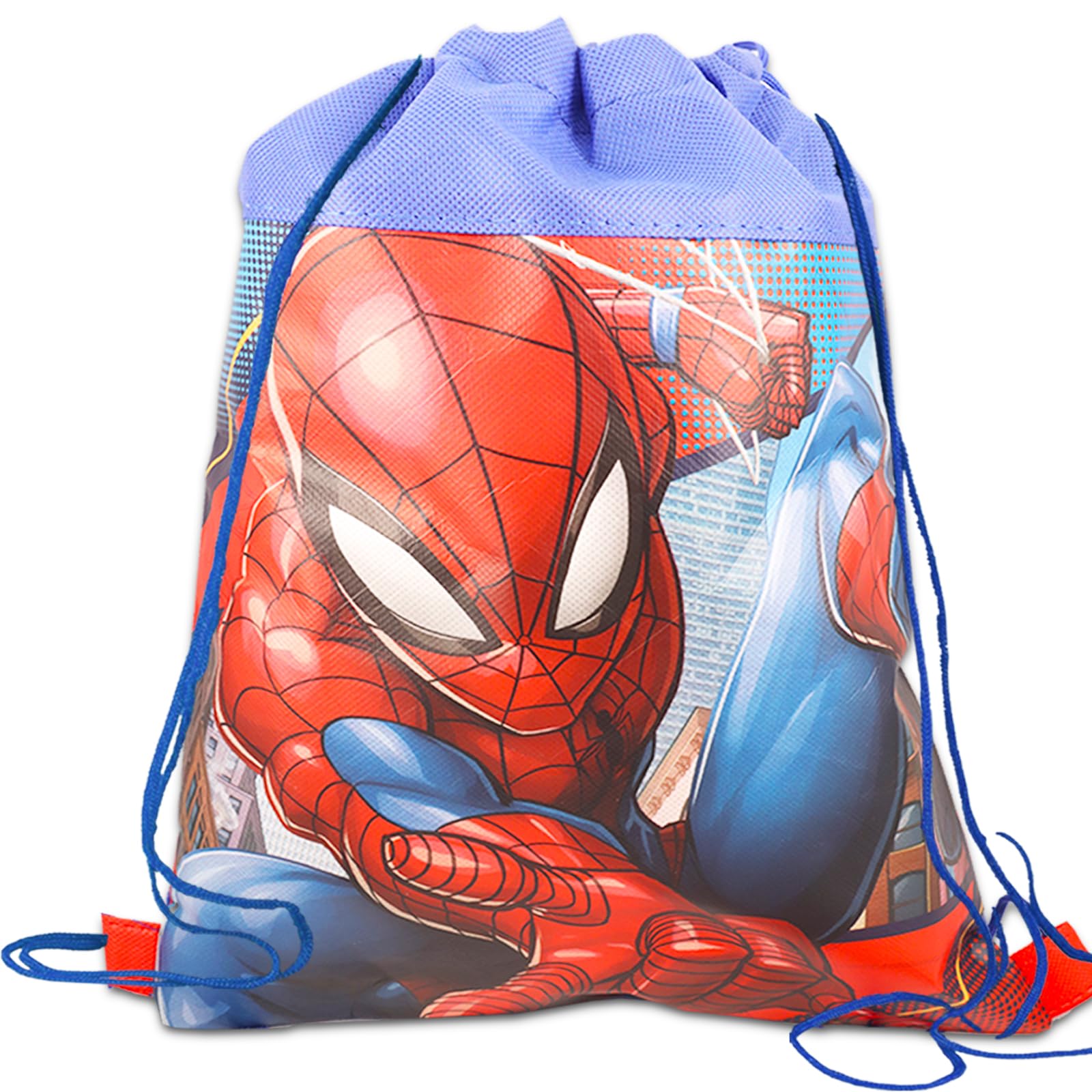 Marvel Spiderman Tote and Drawstring Bags Value Bundle - 2 Reusable Totes and 1 Drawstring Party Bag With Spiderman Stickers Superhero Party Pack Featuring Spiderman (Spiderman Party Supplies)