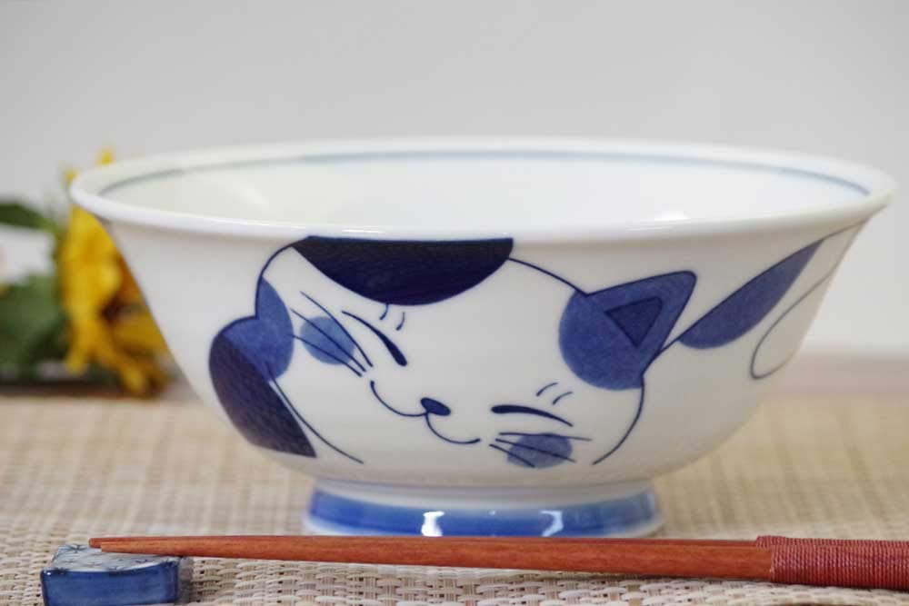 Japanese Cute Cat Design 7.48 Inches Soup Ramen Noodle or Serving Bowl Mike from Japan