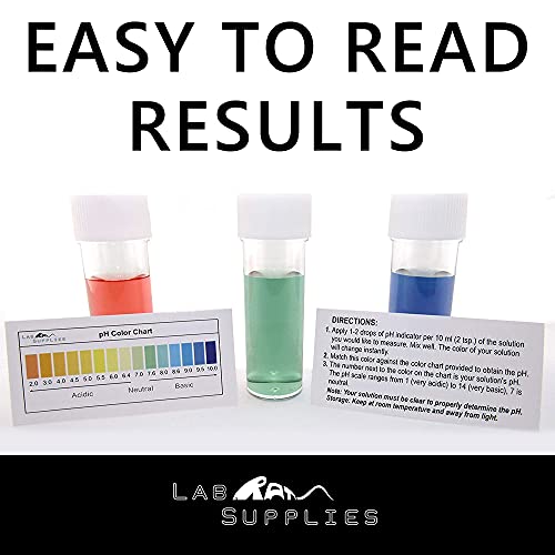 pH Indicator Test Drops, Universal Application (pH 2.0-10.0), 100 Tests| for Drinking Water, Urine, and Saliva | Contains 10 ml Bottle of Solution and 20 ml Screw Top Plastic Bottle