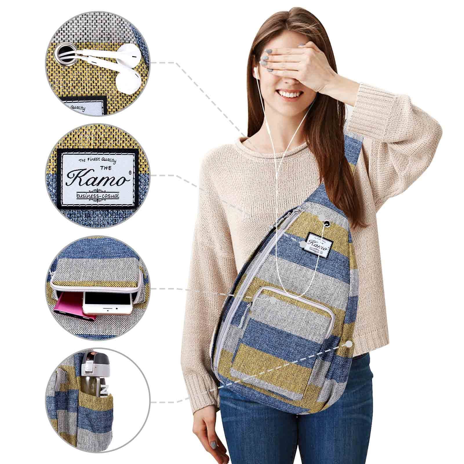 Kamo Sling Backpack Chest Shoulder Bag Crossbody Cycling Travel Hiking Daypack for Men Women With Earphone Hole