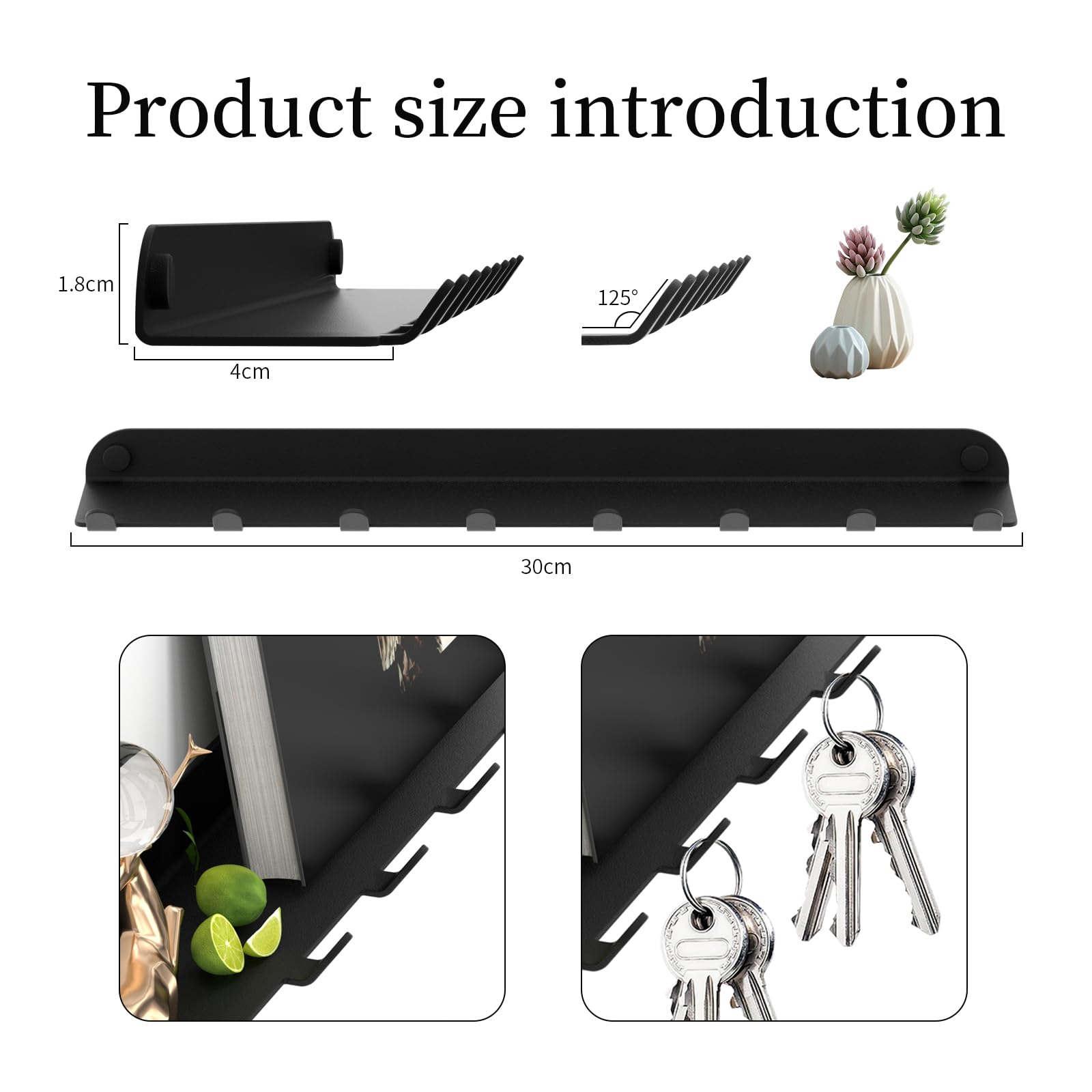 STAOVA 2Pcs Key Holder for Wall, 16 Hooks,Black Key Hangers for Wall Decor No Drill for Living Room, Office、Kitchen,Decorative Key and Mail Holder