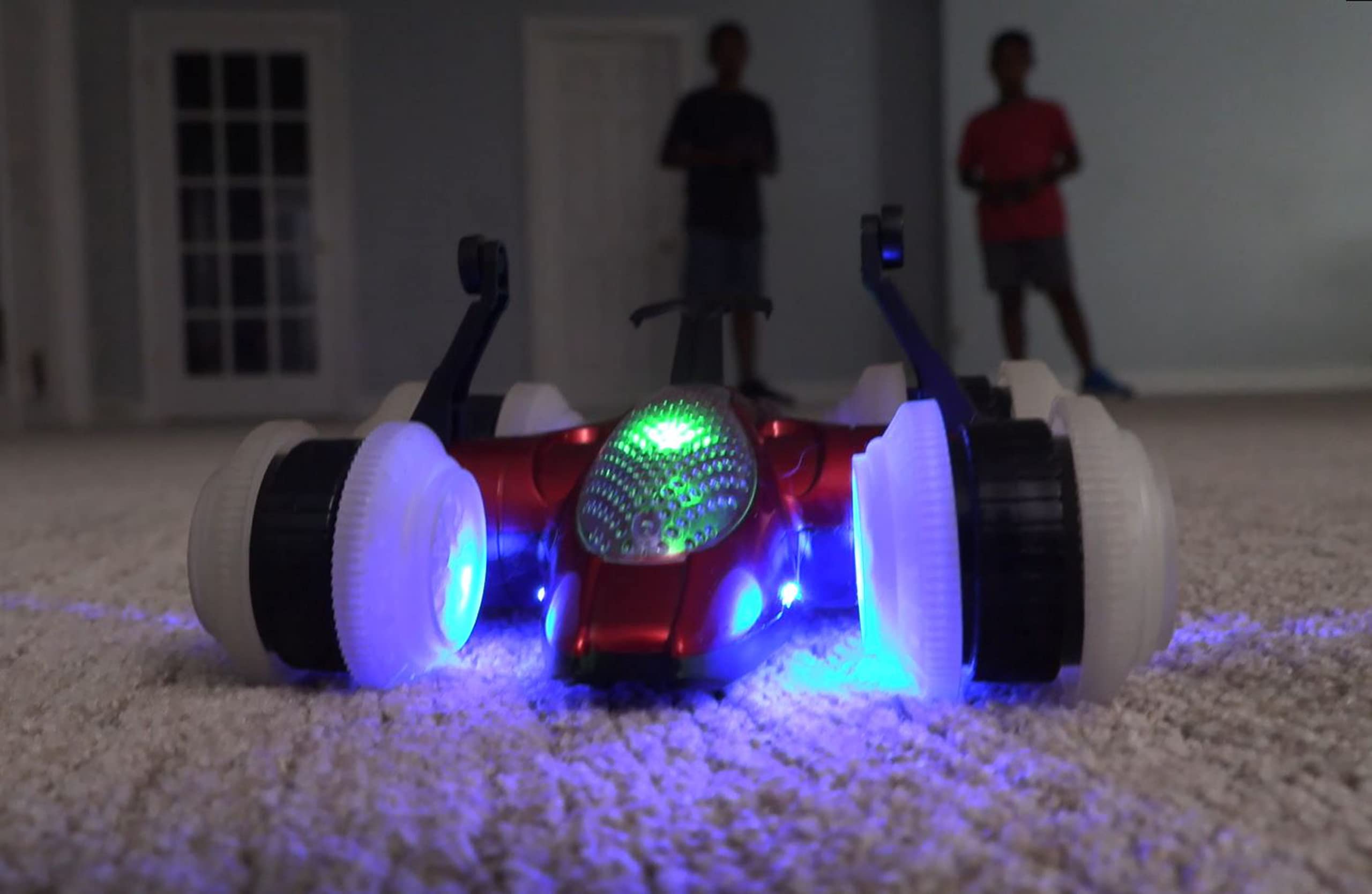 Mindscope Set of 2 HoverQuad Xtreme Radio Control Stunt Action Light Up Vehicles Red and Blue