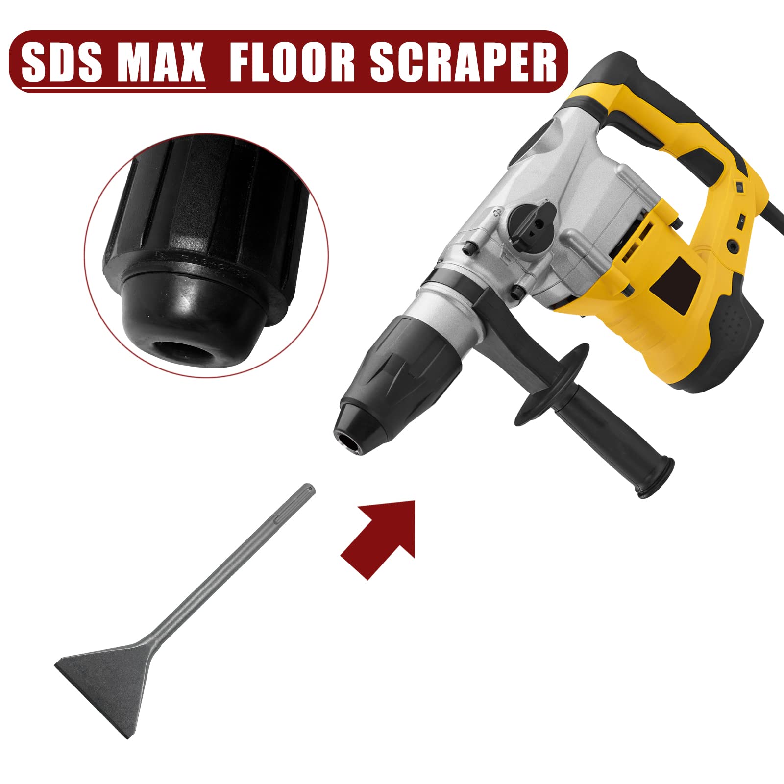 JACKCHEN 6 Inch Wide Tile and SDS-Max Shank, 6" x 15" Remove Chisel, 40Cr Steel Jackhammer Bit,Suitable for SDS-Max Rotary Hammer Drills
