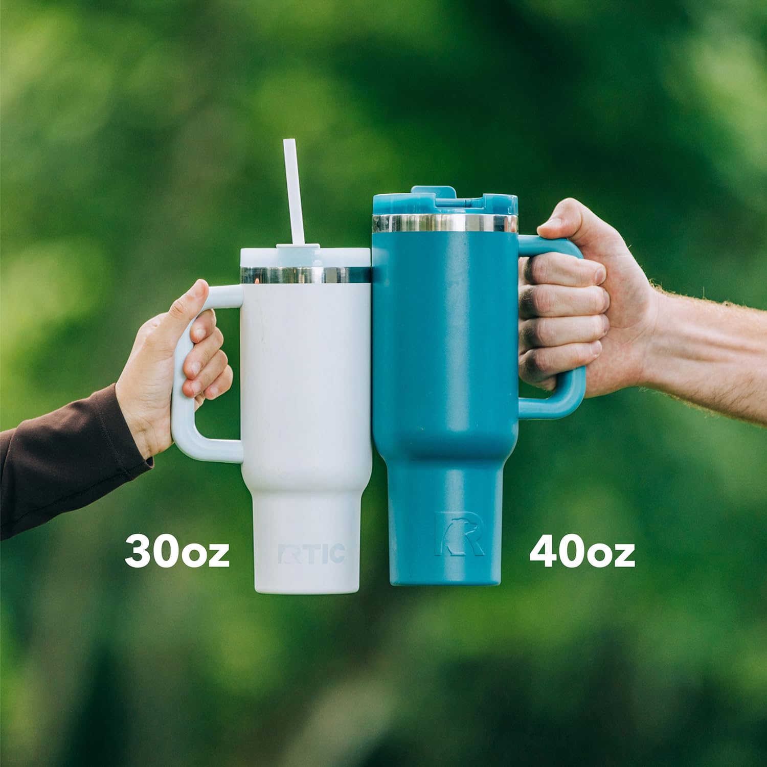 RTIC 40 oz Road Trip Tumbler Double-Walled Insulated Stainless Steel Portable Travel Coffee Mug Cup with Lid, Handle and Straw, Navy