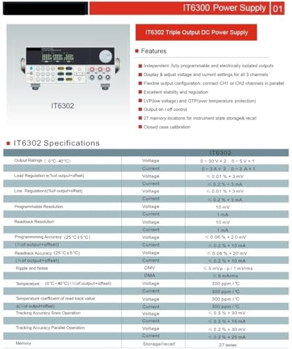 Programmable DC Power Supply, 3 Channel Triple, IT6332L 30V/6A/180W*2CH, IT6332A 5V/3A/15W*1CH(IT6332L)