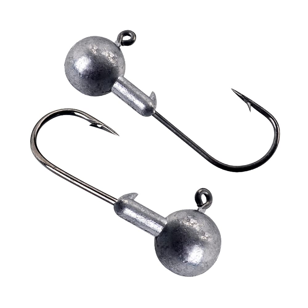 MengK 32 PCS Fishing Hook Ball Head Jig Worm Hook Fishhook for Saltwater Bottom Fishing with Tackle Box