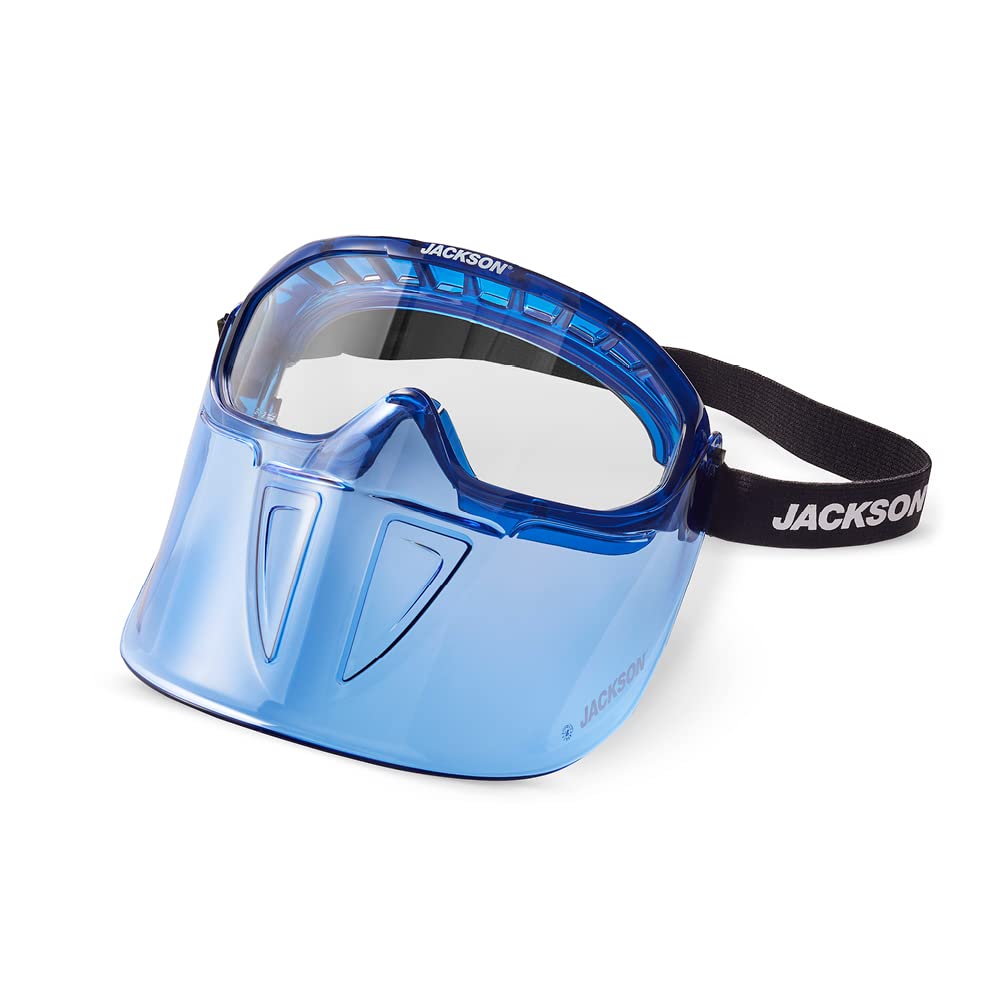 Jackson Safety GPL500 Premium Goggle with Detachable Face Shield - Anti-Fog Coating - Clear Lens â Blue - 21000
