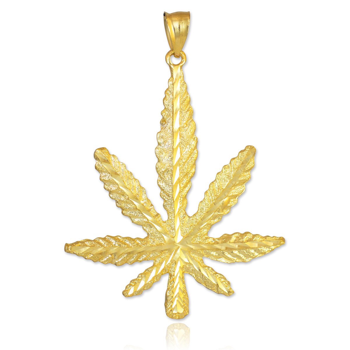 Good Luck Charms Solid 10k Yellow Gold High Polish 420 Pot Ganja Weed Cannabis Charm Marijuana Leaf Pendant