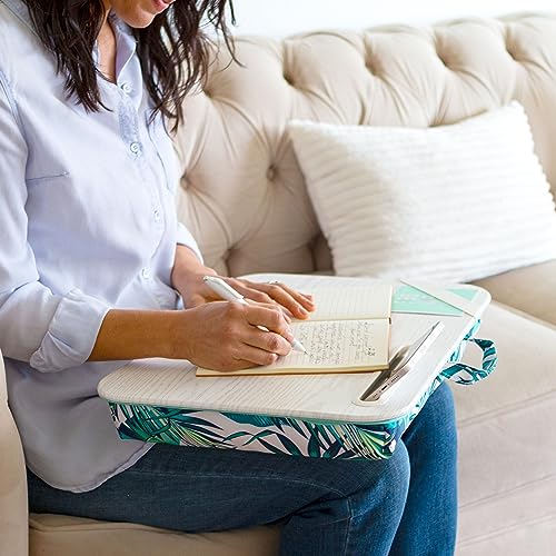 LAPGEAR Designer Lap Desk with Phone Holder and Device Ledge - Tropical Palm Leaves - Fits up to 15.6 Inch Laptops - Style No. 45427