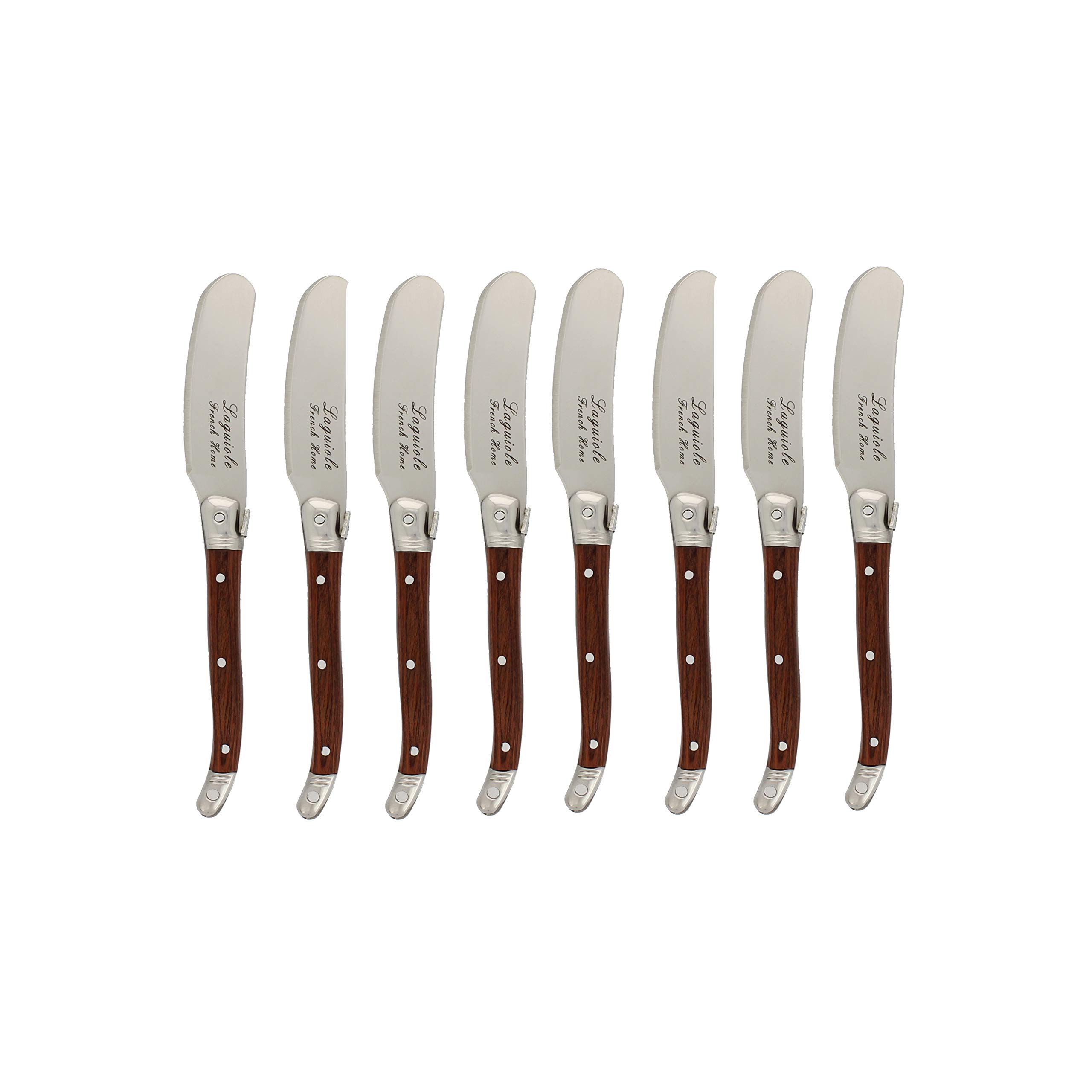 Laguiole 8-Piece Cheese Knife Set β Stainless Steel Cheese Spreaders β Dip, Cheese & Butter Knife Spreader β Cheese Knives Set for Parties β Luxurious Charcuterie Accessories (Pakkawood, Brown)