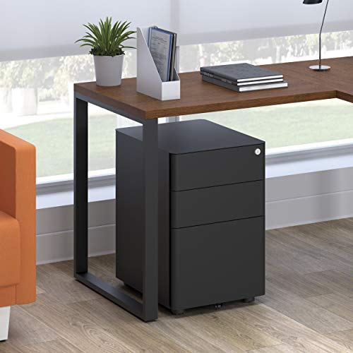 HON Basyx Commercial-Grade Modern Mobile Steel Pedestal, Filing Cabinet, Standard, Charcoal