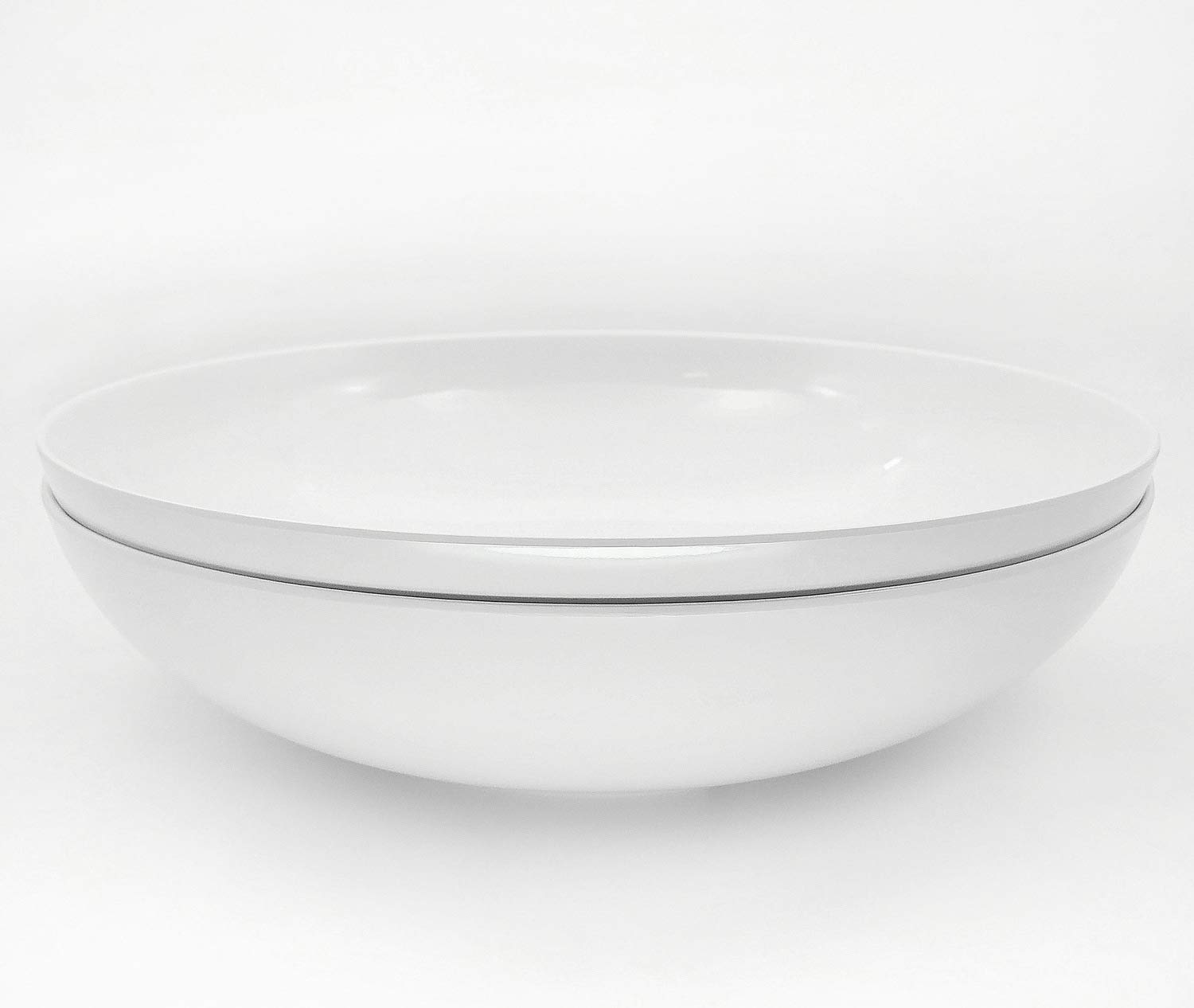 KX-WARE 12-inch Melamine Serving Bowls - Larger Salad Bowls Mixing Bowls, Set of 2 White | Break-resistant 100% Melamine Bowls | Dishwasher Safe, BPA Free