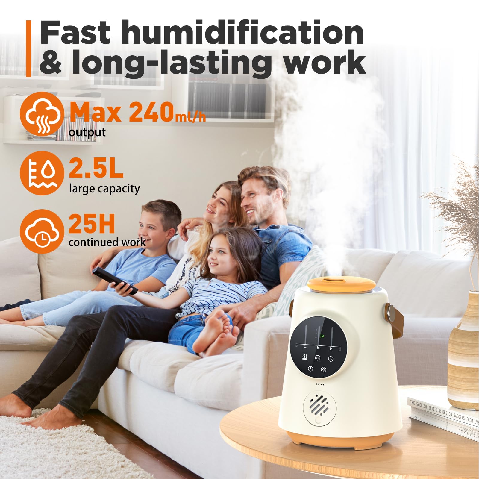OJEPPA Humidifiers for Bedroom, 2.5L Ultrasonic Cool Mist Humidifiers for Baby Home Office Nursery & Plants, Top Fill Air Humidifier, Super Silent Sleep Mode,Auto Shut-Off (Smart Humidity Setting)
