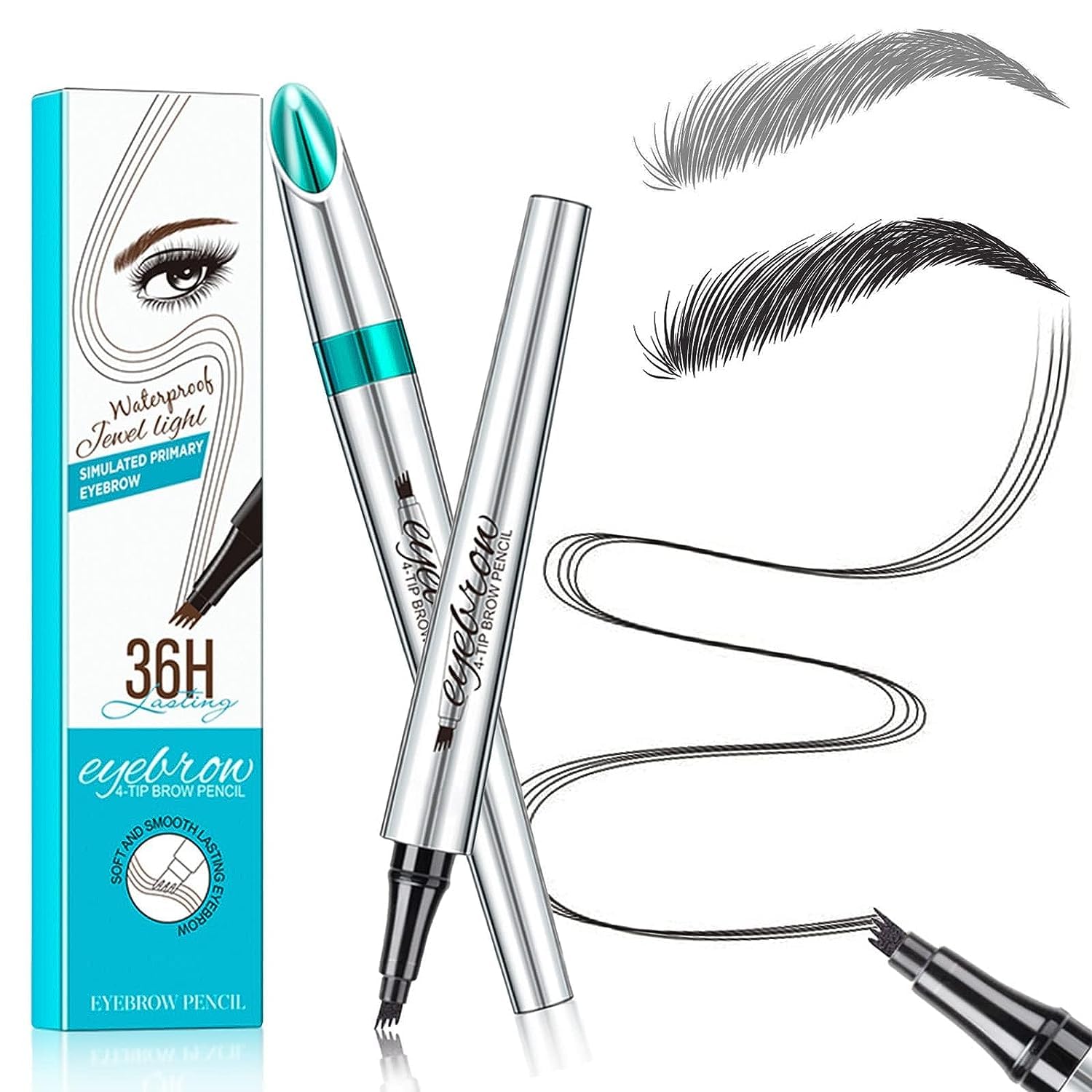 Huieter Eyebrow Microblading Pen, Eyebrow Pencil with an Upgrade Micro-Fork Tip Applicator, Waterproof Long-Lasting Microblading Pencil for Eyebrows, Microblading Pen for Natural Looking Brows Makeup