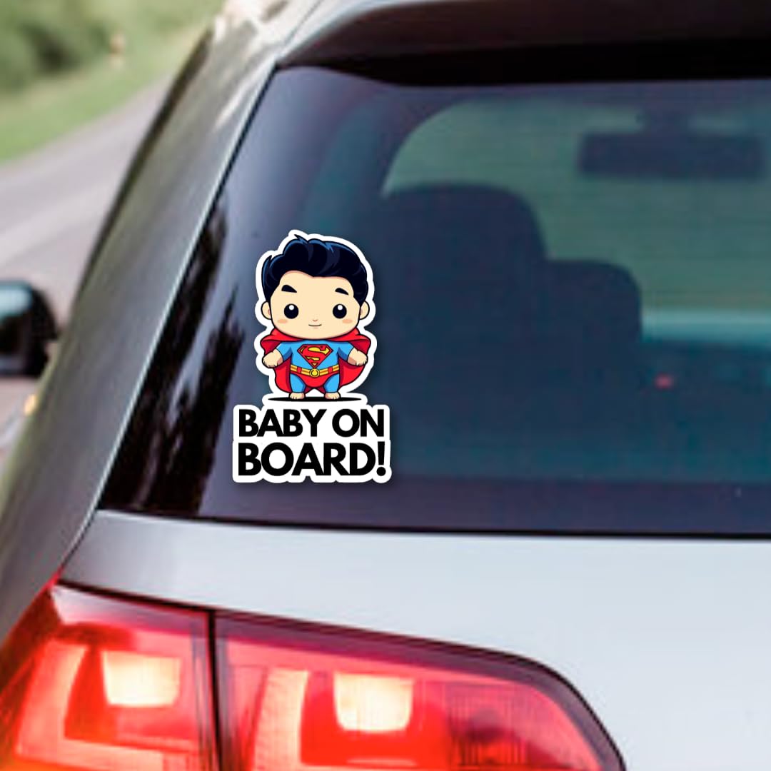 Stixorama - Cute Spider Baby on Board Sticker for Car Window or Bumper - Removable Baby on Board Sign - No Magnets, Suction Cups, or Paint (Spidermain)