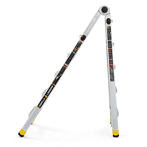 Gorilla Ladders GLMPXA-22 22 ft. Reach MPX Aluminum Multi-Position Ladder, 300 lbs. Load Capacity Type IA Duty Rating