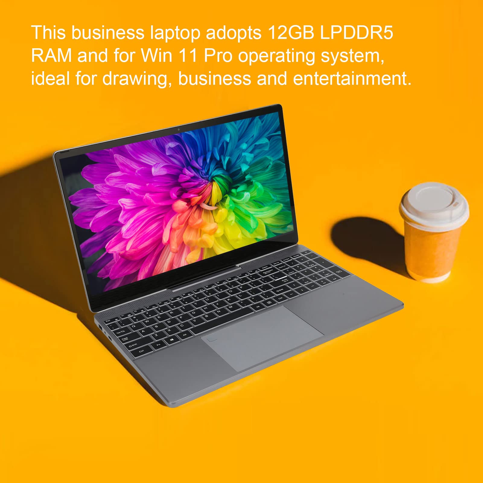 Jopwkuin Office Laptop, Gravity Sensor 12GB DDR5 RAM Tablet Laptop 15.6in Touchscreen for Travel (US Plug 1TB)