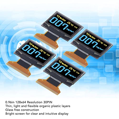 Organic Light Emitting Diode Display, Organic LCD Display 0.96in 128x64 Resolution Compact for DIY(Yellow Blue Dual Displaying)