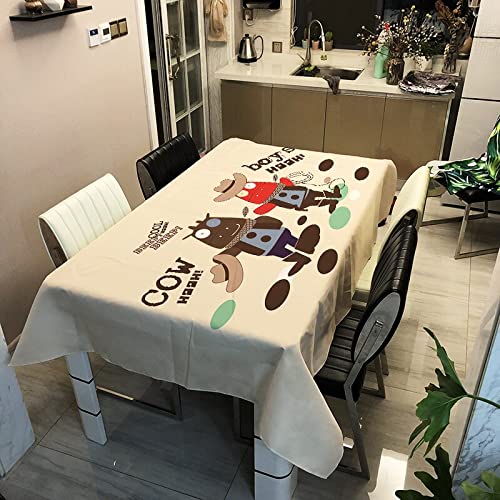 NUER Cartoon Pattern Waterproof Dining Tablecloth Home Decor Rectangular Tea Coffee Wedding Waterproof Table Cover Table A14 140x210cm