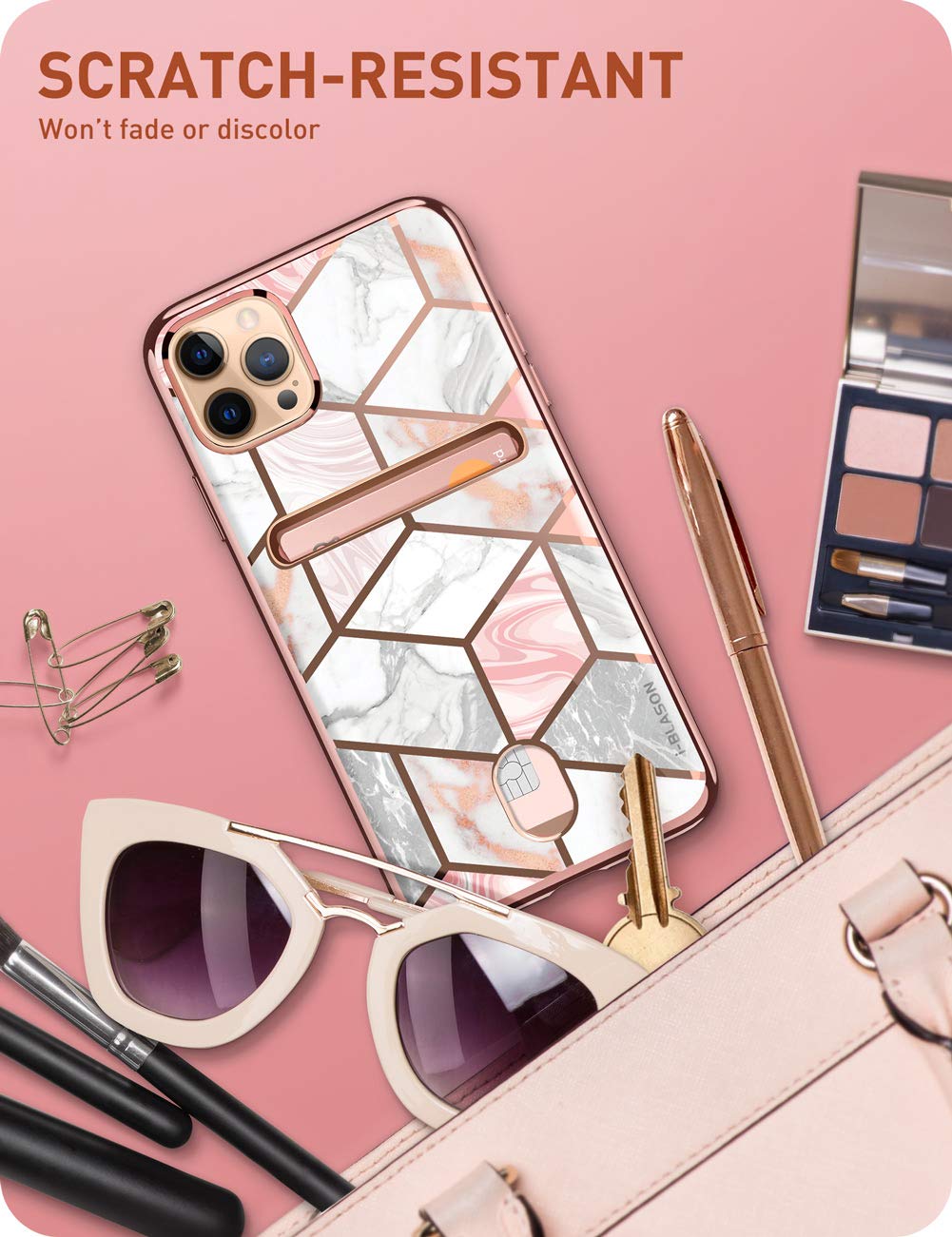 i-Blason Cosmo Wallet Case for iPhone 12 Pro Max 6.7 inch (2020 Release), Slim Designer Wallet Protective Case with Card Holder (Marble) (iPhone 2020 CosCard)