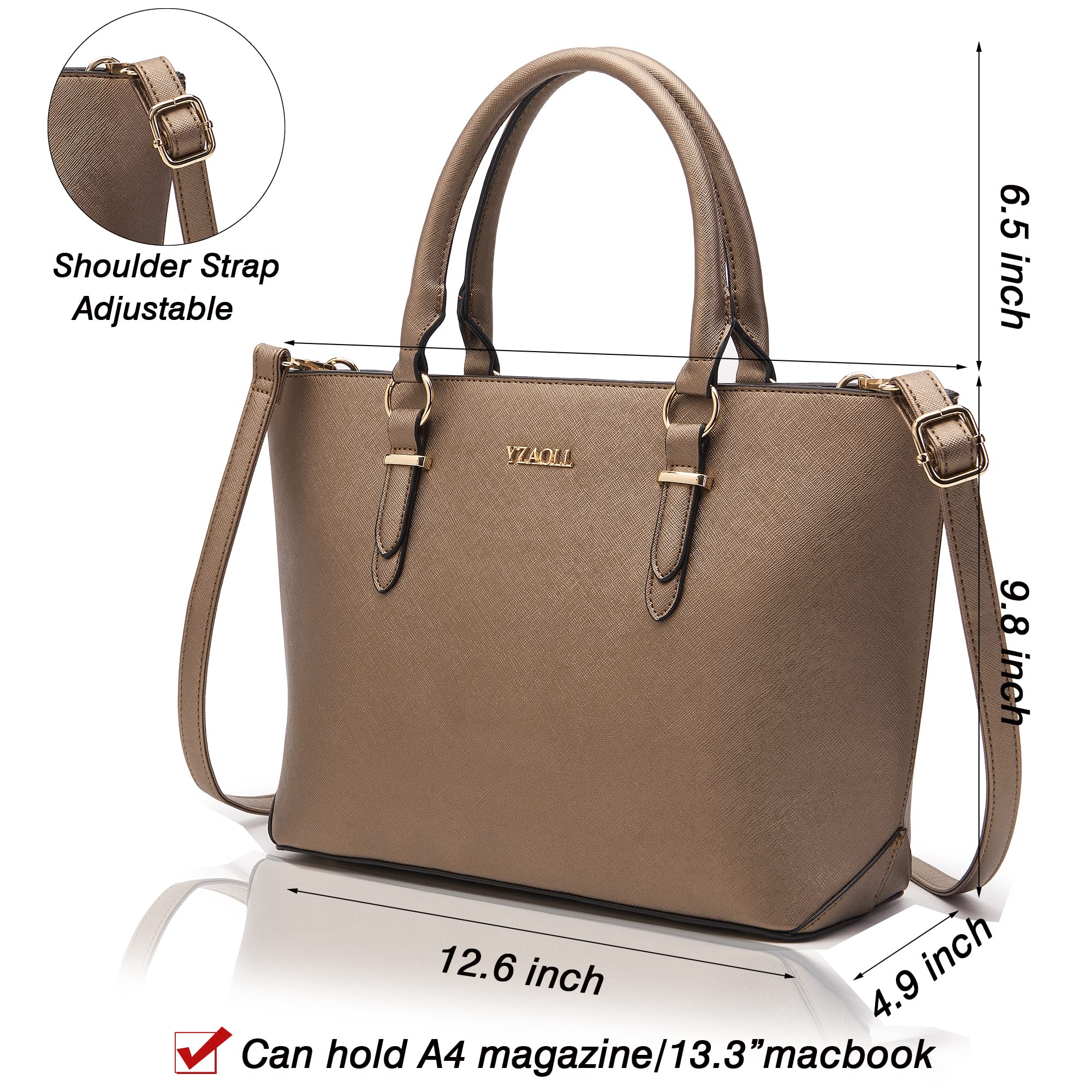 Large Totes Purses for Women Crossbody Satchel Bags Artificial Leather Women's Top-Handle Handbags,Bronze