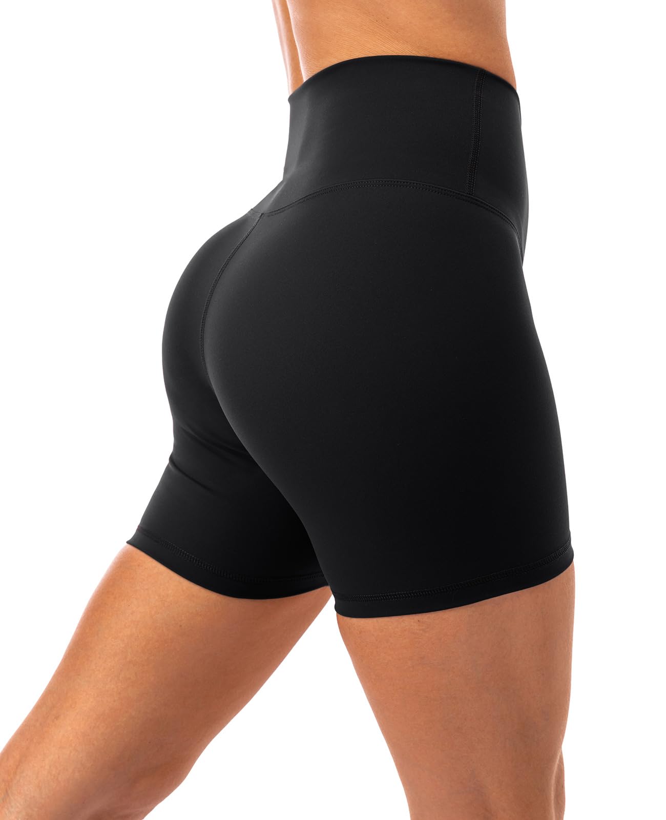 Lavento Women's All Day Soft Biker Shorts 5 Inch - High Waisted Workout Gym Running Yoga Shorts (Black, 6)