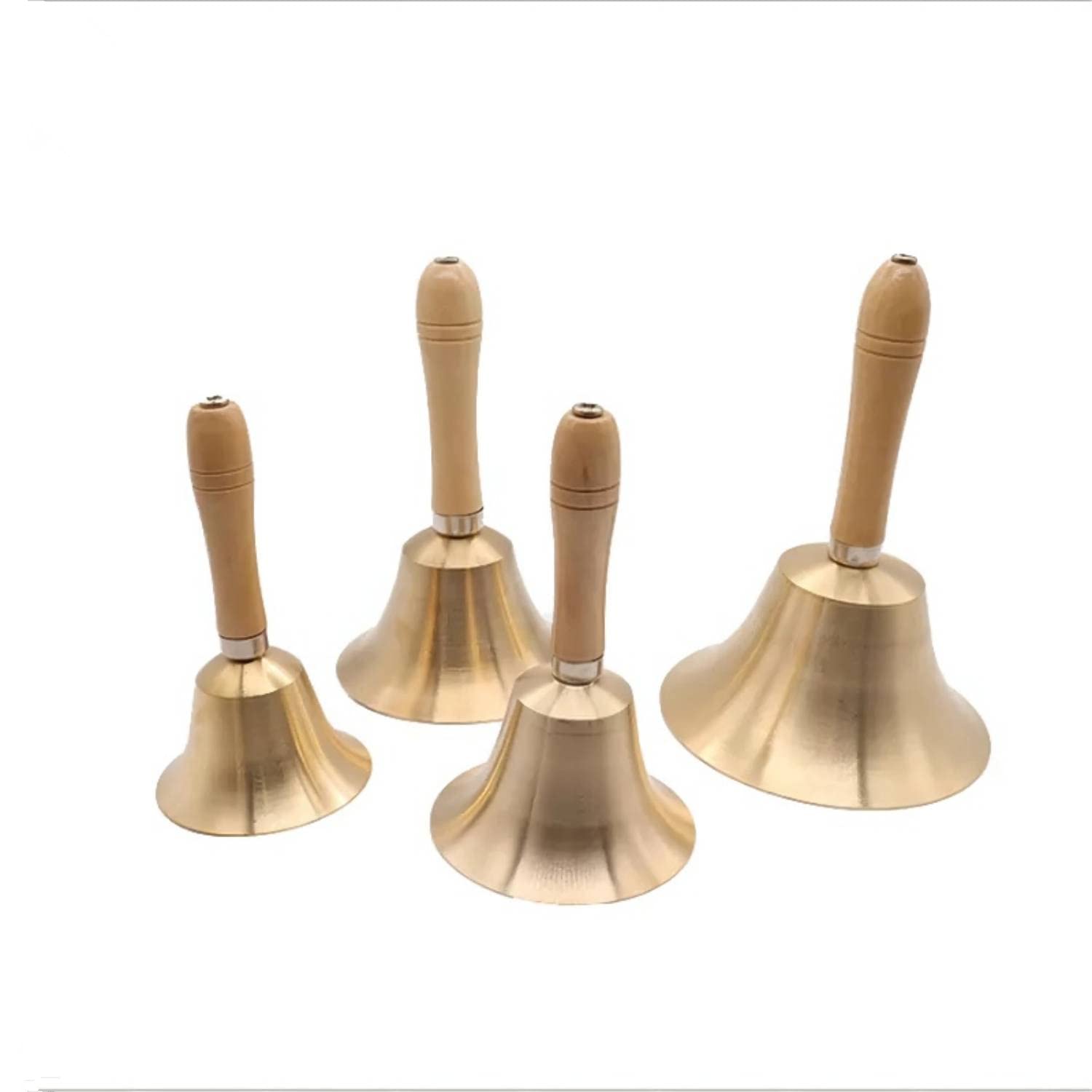 Large Solid Bell Hand Held Service Call Bell Polished Brass Finish Desktop Home Office Hand Held Call Bell