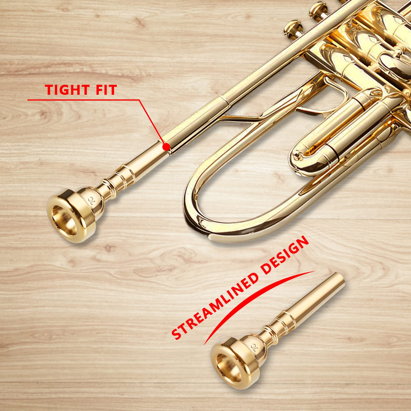 Lespielend Trumpet Mounthpiece Set(3c 5c 7c) 3 Pack Gold Plated for Beginner,Professional Player