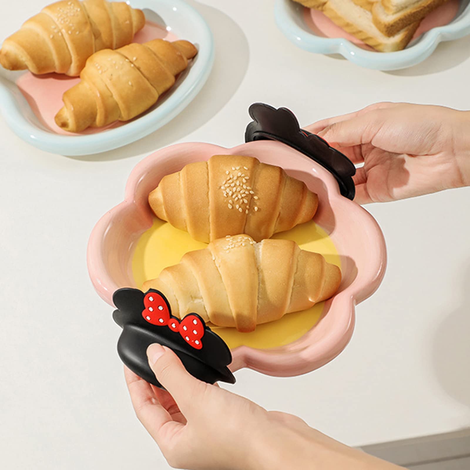 KYDco 2pcs Silicone Gloves, Two Finger Grip, Mini Gloves, Saucepan Holder, Microwave Frying Pan, Anti Scalding Gloves,A