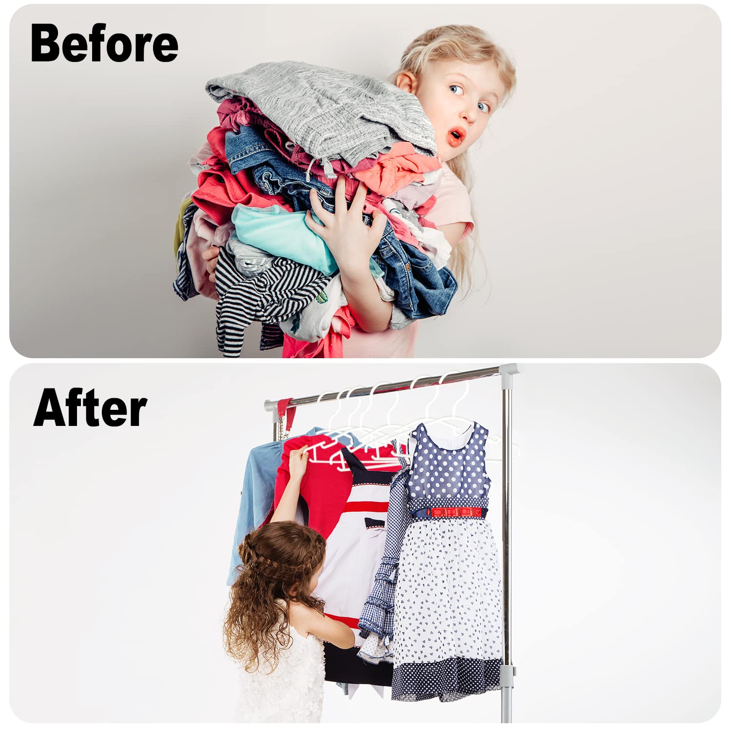 GoodtoU Plastic Kids Hangers, 60 Pack, White, Lightweight, Suitable for 0-6 Years, Holds Clothes and Organizes Closets