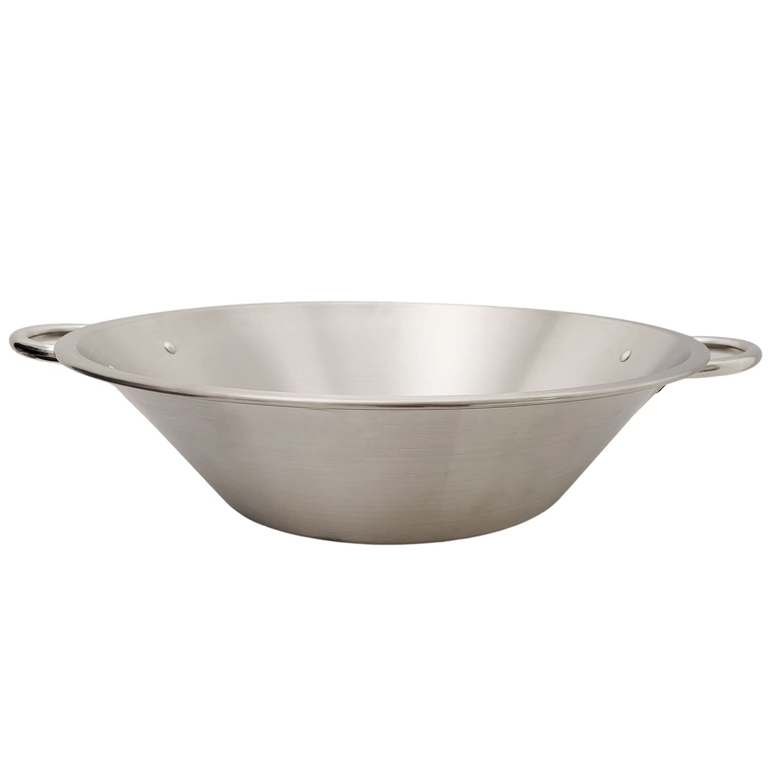 LAVO HOME 22 Inch Carnitas Cazo Flat Bottom Comal Stainless Steel Caso Pot Pan Wok Gas Stove 21 Qt