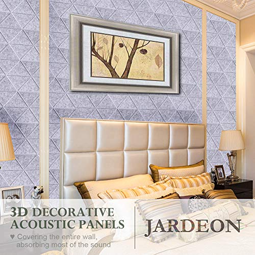 Jardeon Hexagon 3D Textured Acoustic Panels Silver Grey Sound Proof Padding Decorative Wall Tiles, Line Carving Exclusive Design, 14'' X 13'' X 0.4'', 6 Pack
